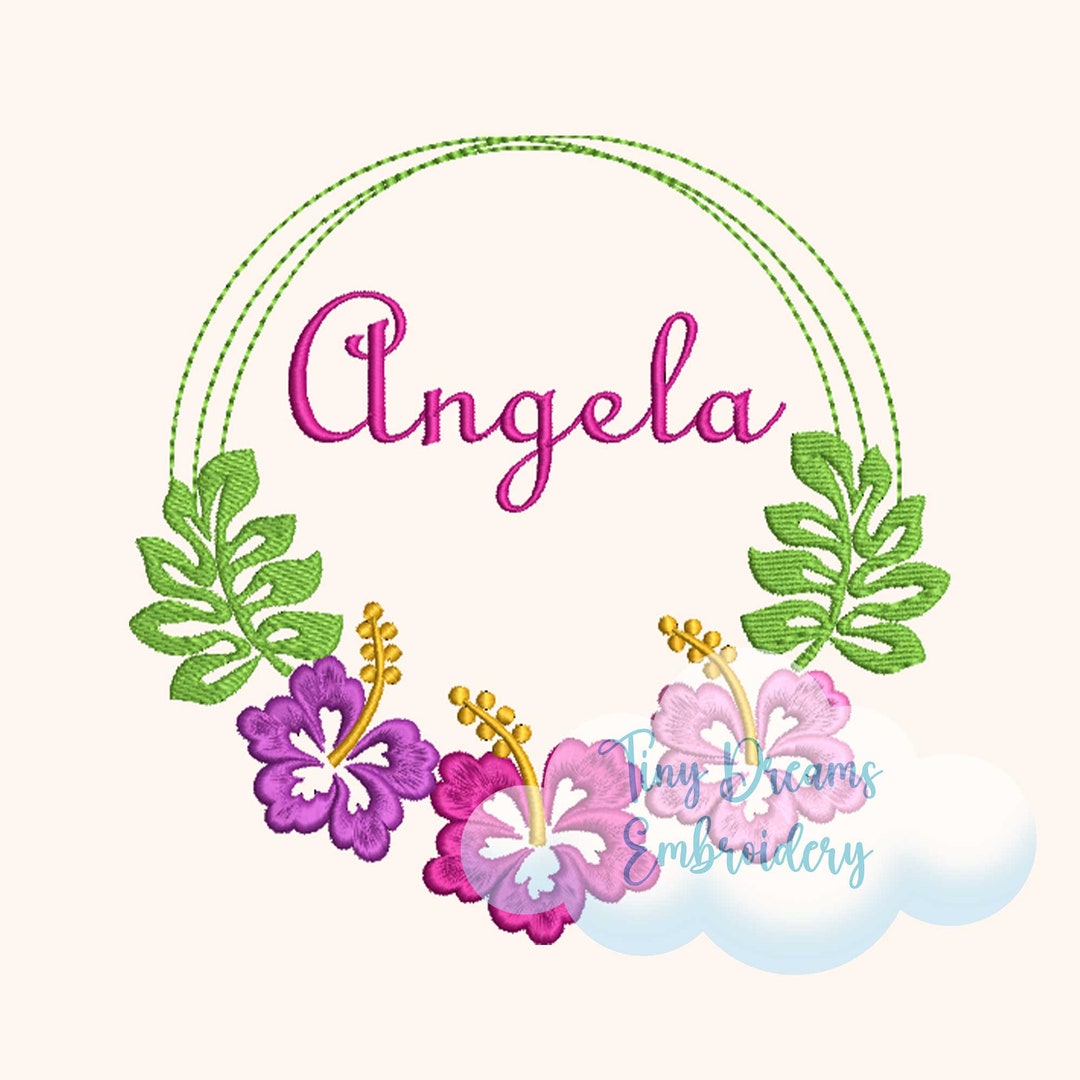 Hibiscus Monogram Embroidery Design: Tropical Flower (digital Download ...