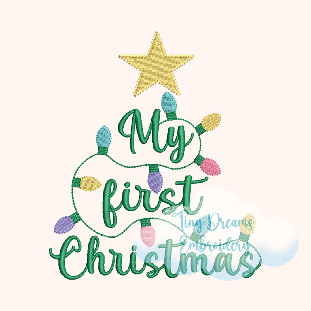 First Christmas Digital Machine Embroidery Design Christmas Tree Lights ...