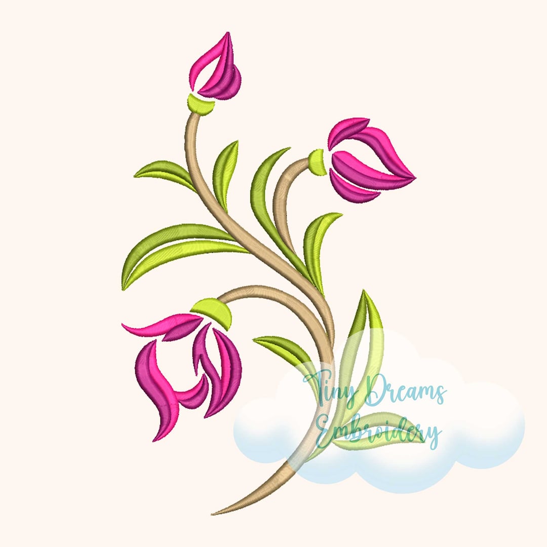 Garden Flower Digital Machine Embroidery Design Exotic Flower ...
