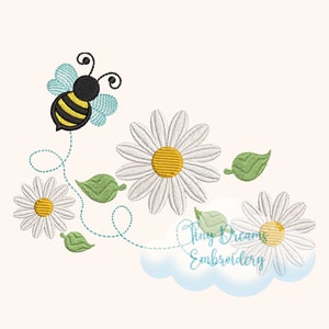 Daisy, Bee, Floral Flowers, Spring Bee: Machine Embroidery Designs ...