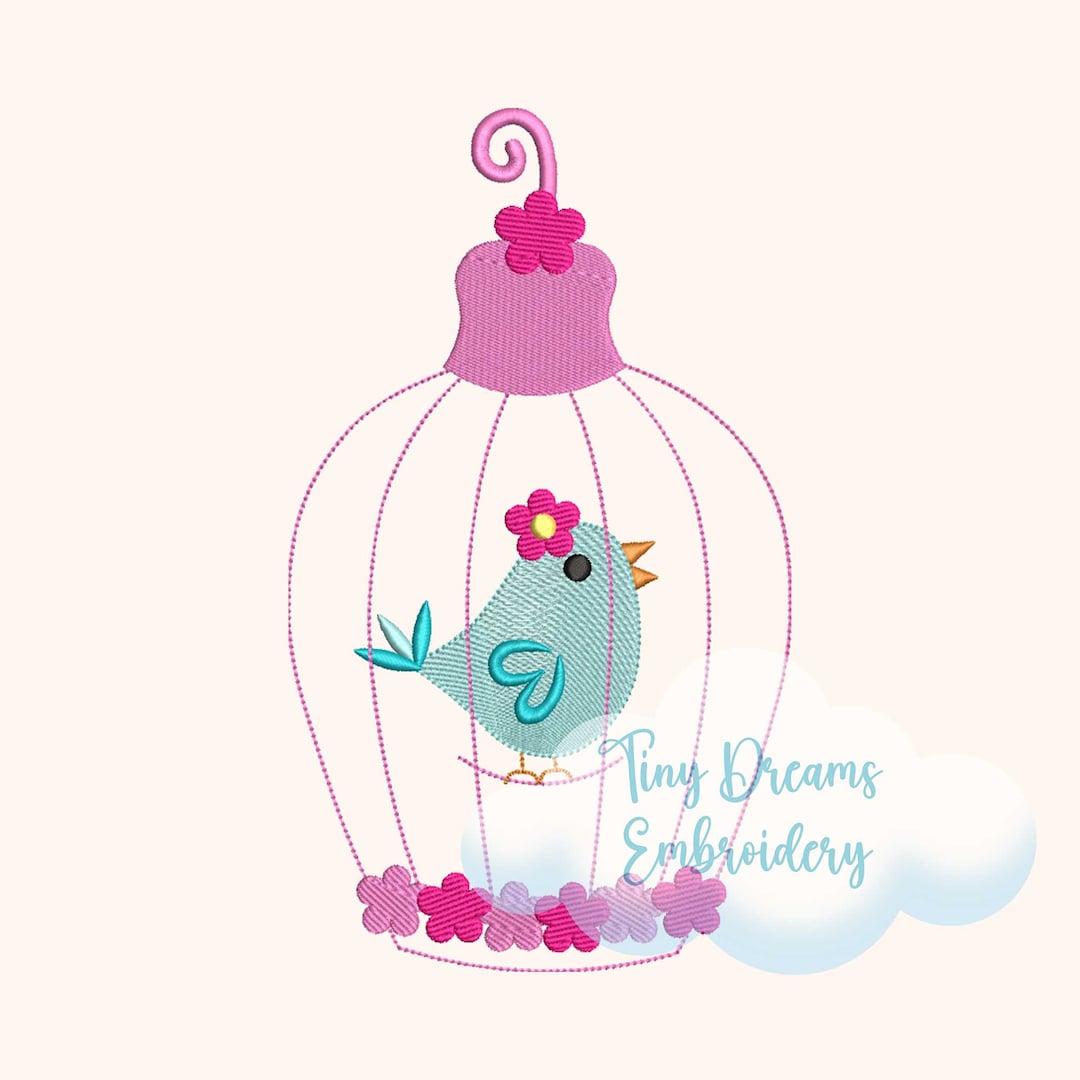 Bird Cage Digital Embroidery Machine Design Spring Embroidery Design ...
