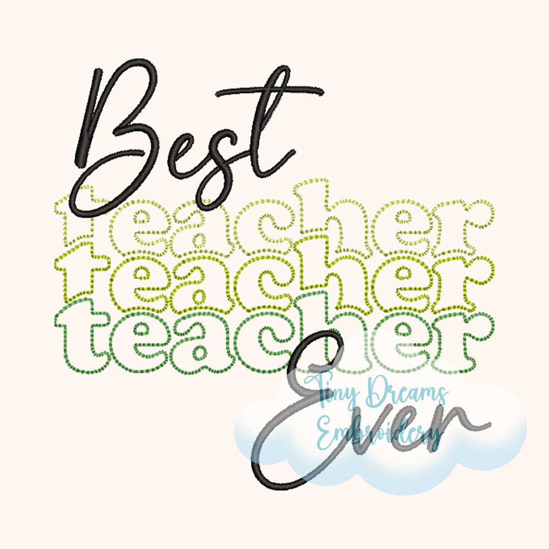Teacher Ever Embroidery Design, Teacher Outline (digital Download - Etsy
