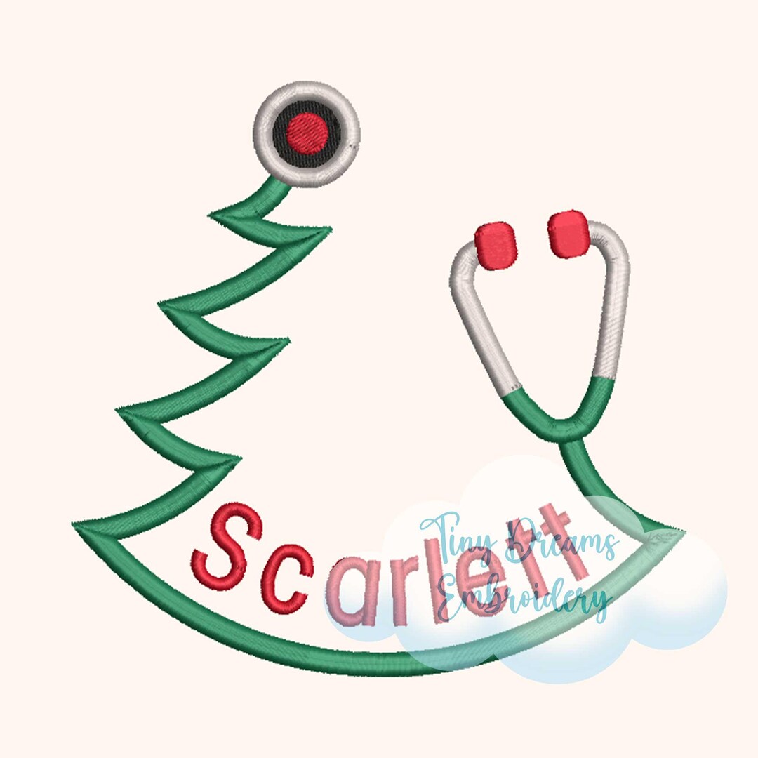 Christmas Tree Nurse Stethoscope Embroidery Design (digital) - Etsy