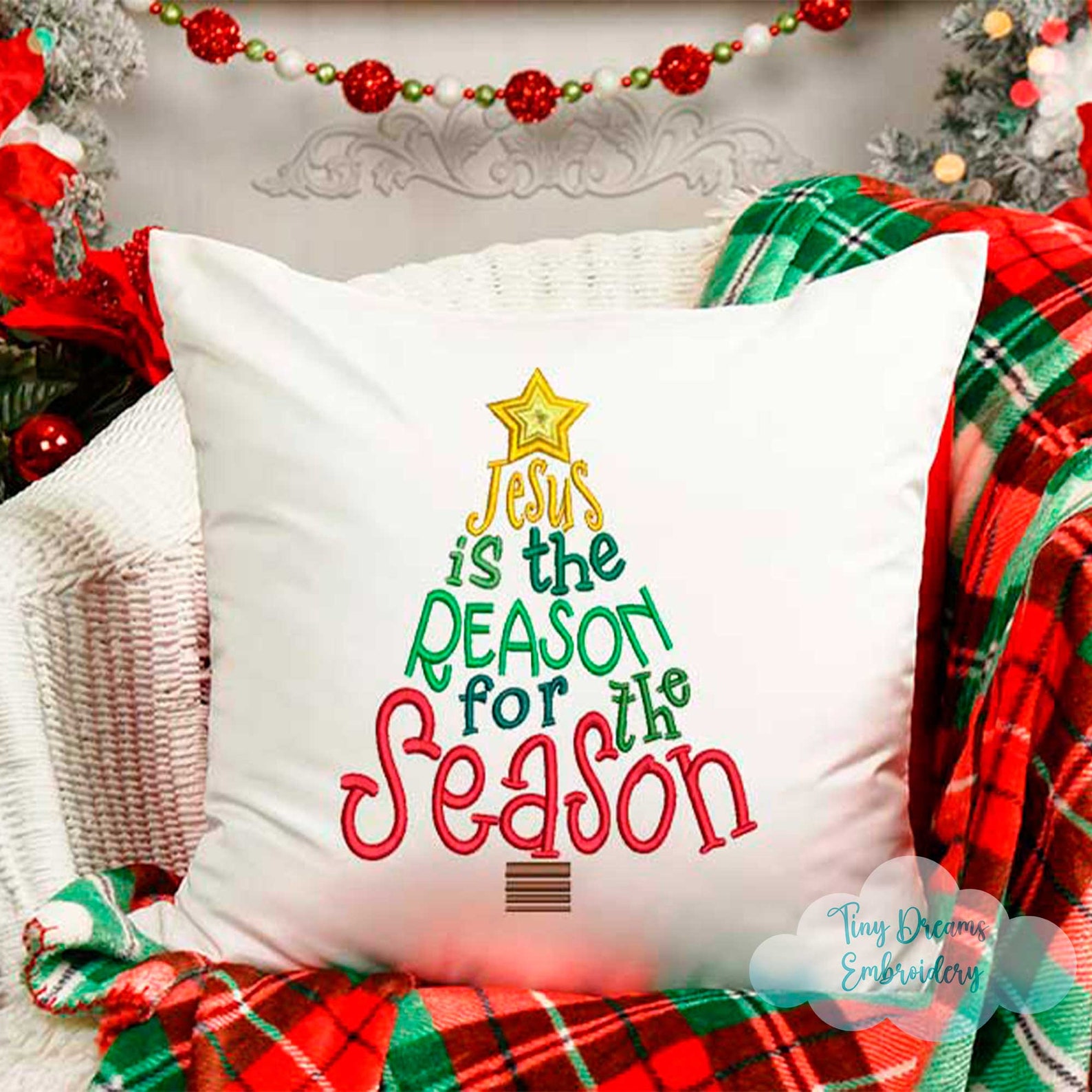 Christmas Tree Embroidery Design: Jesus Reason Season (digital Download ...
