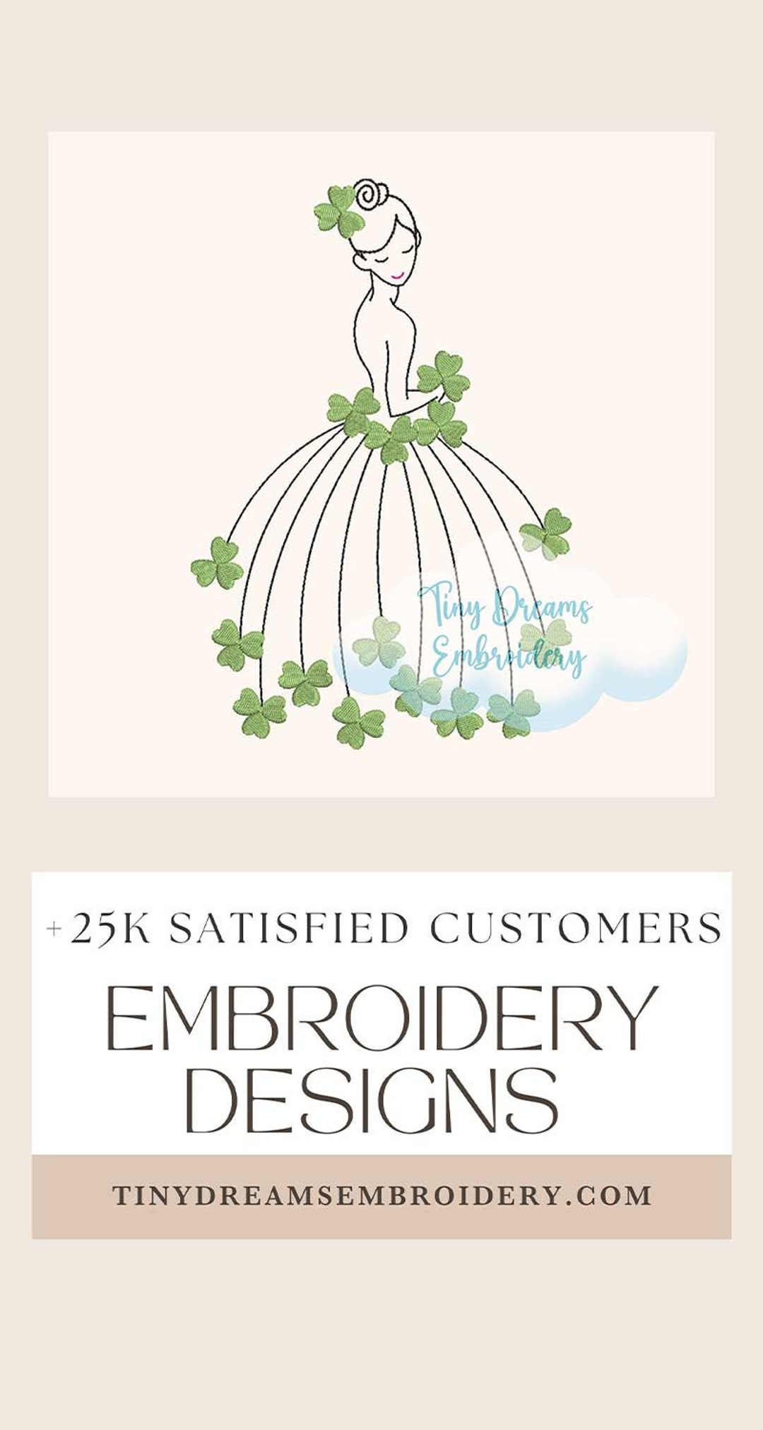 Clover Ballerina Digital Machine Embroidery Design Dance Girl ...