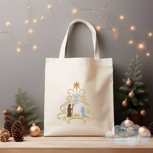 Nativity Christmas Tree Embroidery Design, Angel Star Jesus Religious ...