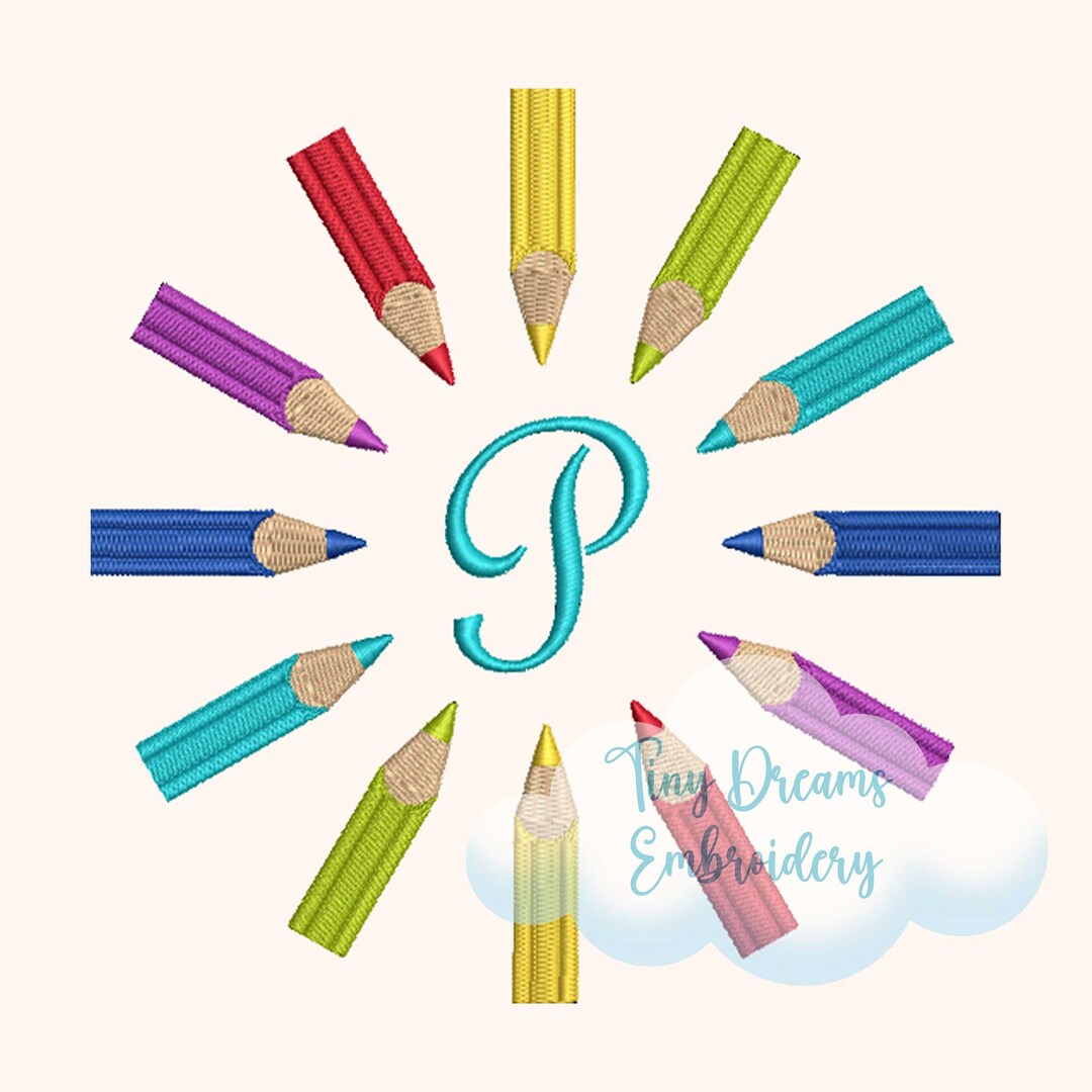 Crayon Digital Machine Embroidery Design Custom Monogram Design ...