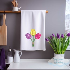 Tulip Floral Applique Digital Machine Embroidery Design Flower Spring ...