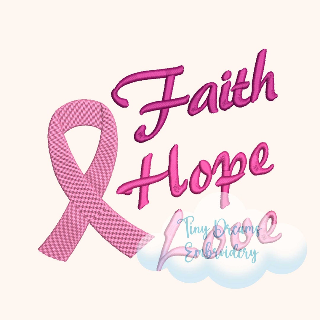 Faith Hope Love Embroidery Design: Breast Cancer Awareness Ribbon ...