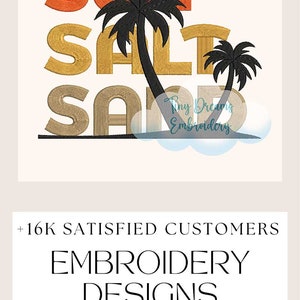 Beach Palm Digital Machine Embroidery Design Sun Embroidery Design Sand ...