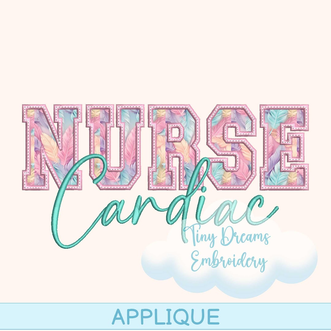 Cardiac Nurse Digital Machine Embroidery Design Applique Cardiology ...