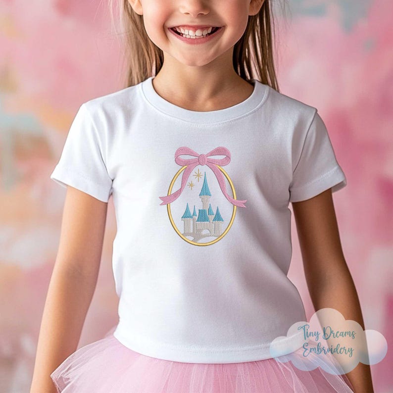 Castle Fairytale Embroidery Design Princess Cameo Bow Machine ...