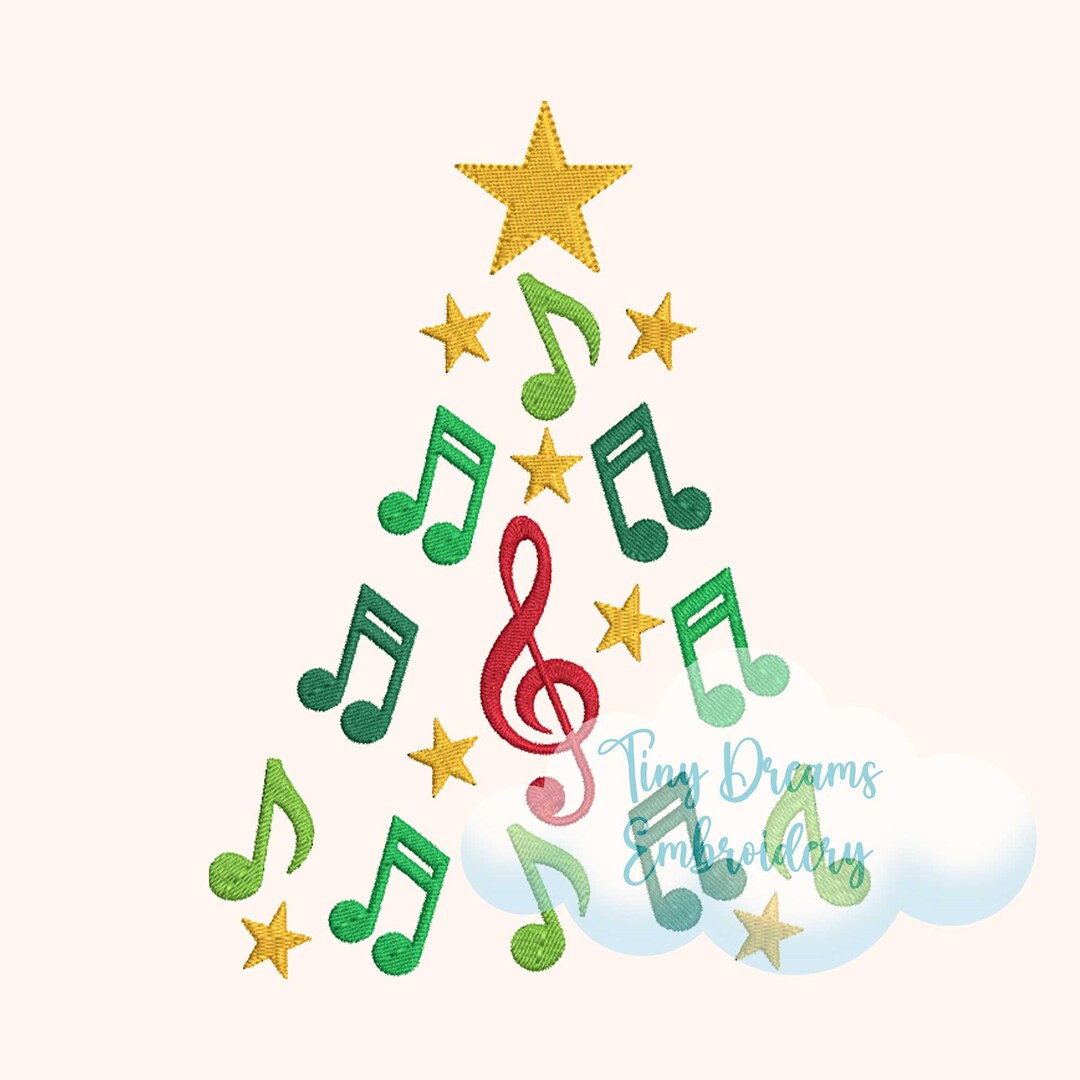 Music Note Christmas Tree Embroidery Design (digital Download) - Etsy