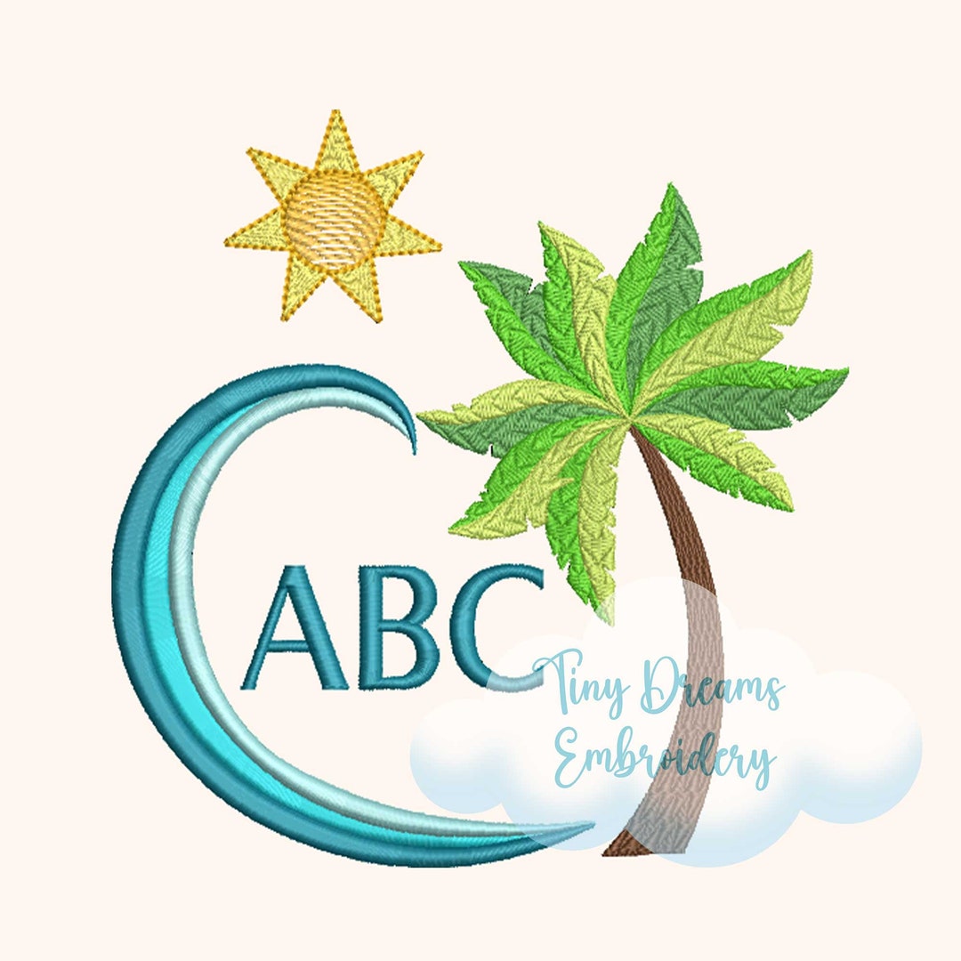 Beach Digital Machine Embroidery Design Island Beach Embroidery Design ...