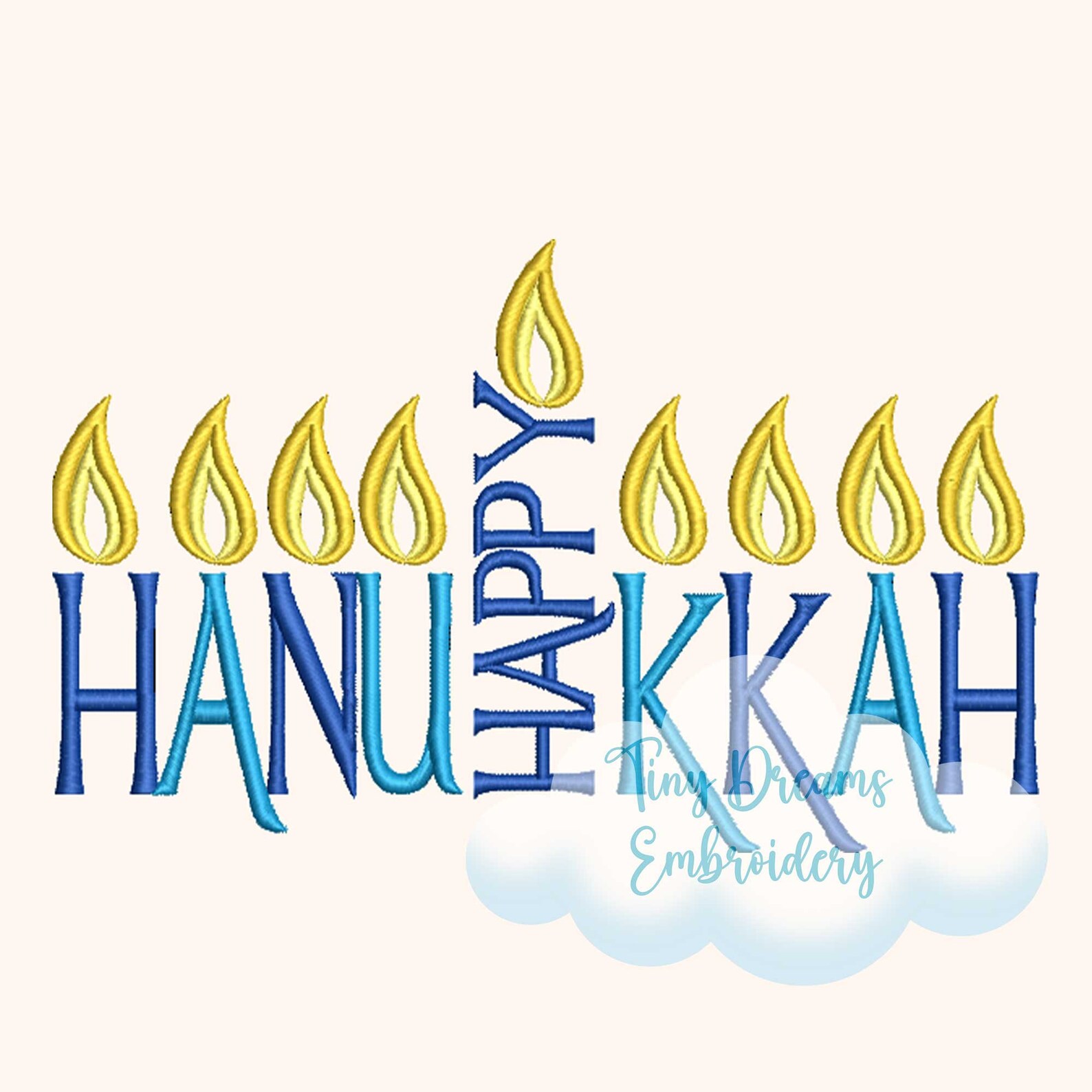 Happy Hanukkah Menorah Embroidery Design (digital Download) - Etsy