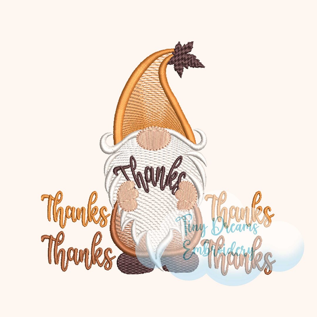 Thanks Gnome Embroidery Design: Thankful Fall Gnome (digital) - Etsy