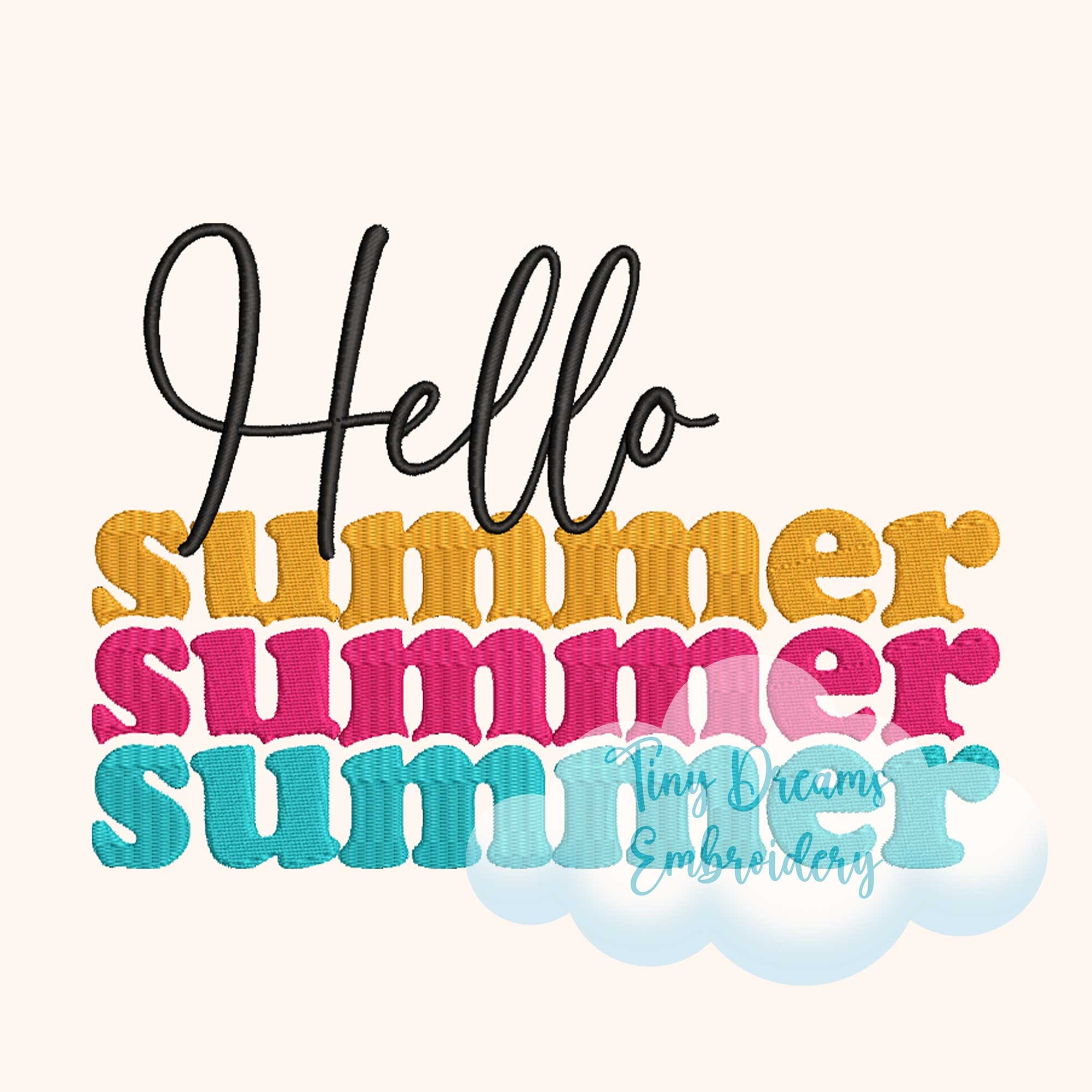 Hello Summer Embroidery Design: Seasonal Lettering (digital Download ...
