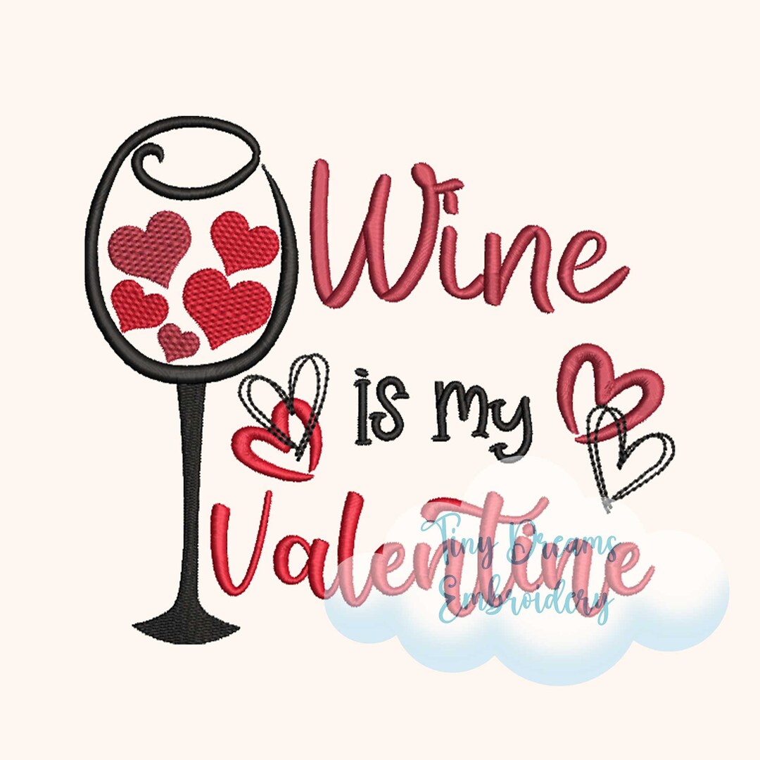Wine Digital Machine Embroidery Design Valentine Design Embroidery Love ...