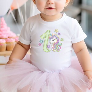 First Birthday Unicorn Applique Digital Machine Embroidery Design Baby ...