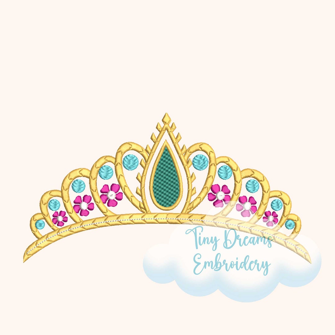 Princess Crown Digital Machine Embroidery Design Girl Design Embroidery ...