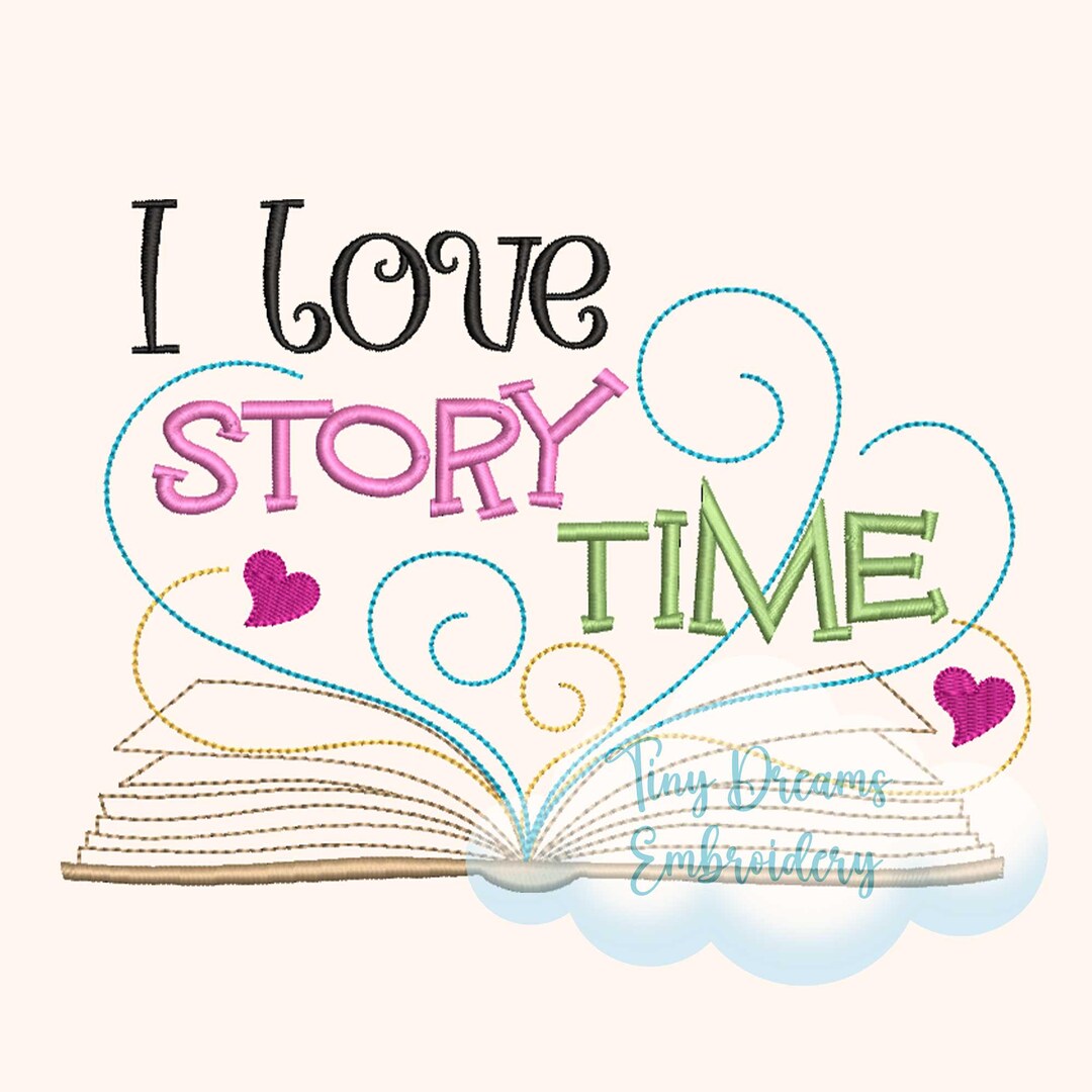 Story Time Embroidery Design: Reading Pillow & Book Motif (digital ...
