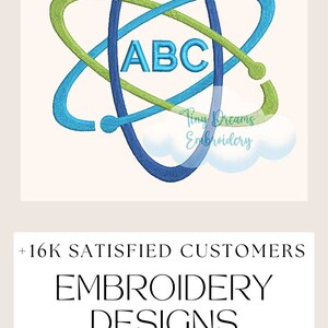 Atom Digital Machine Embroidery Design Custom Monogram Science ...