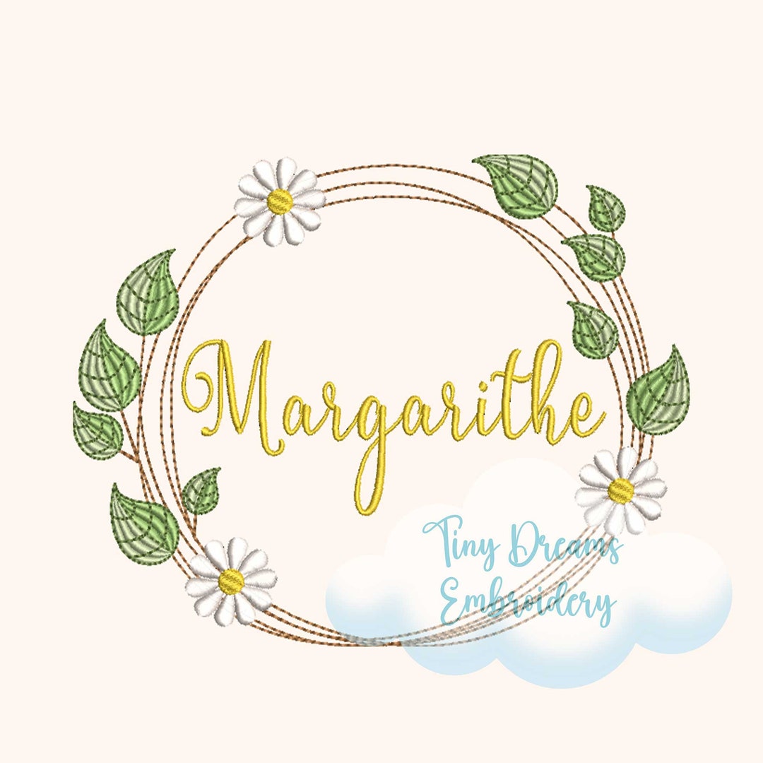 Leaves Digital Machine Embroidery Design Daisy Custom Monogram Design ...