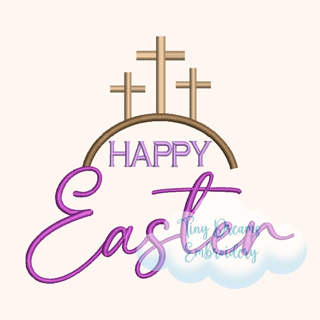 Happy Easter Cross Machine Embroidery Design, Resurrection, Christian ...