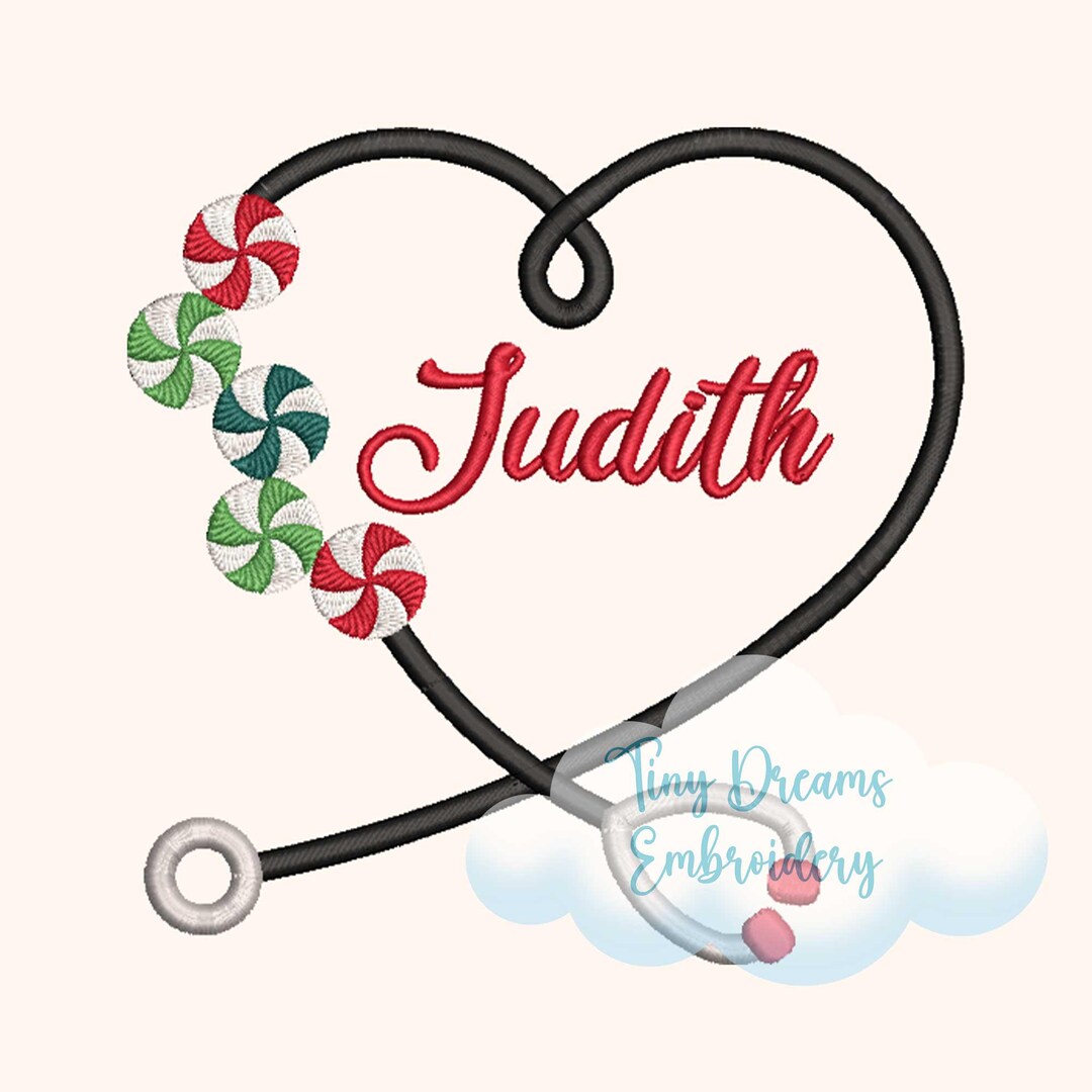 Christmas Candy Nurse Stethoscope Embroidery Design (digital Download ...