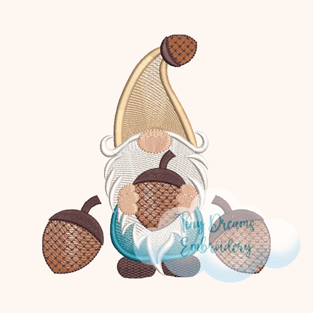 Acorn Gnome Digital Machine Embroidery Design Autumn Embroidery Design ...