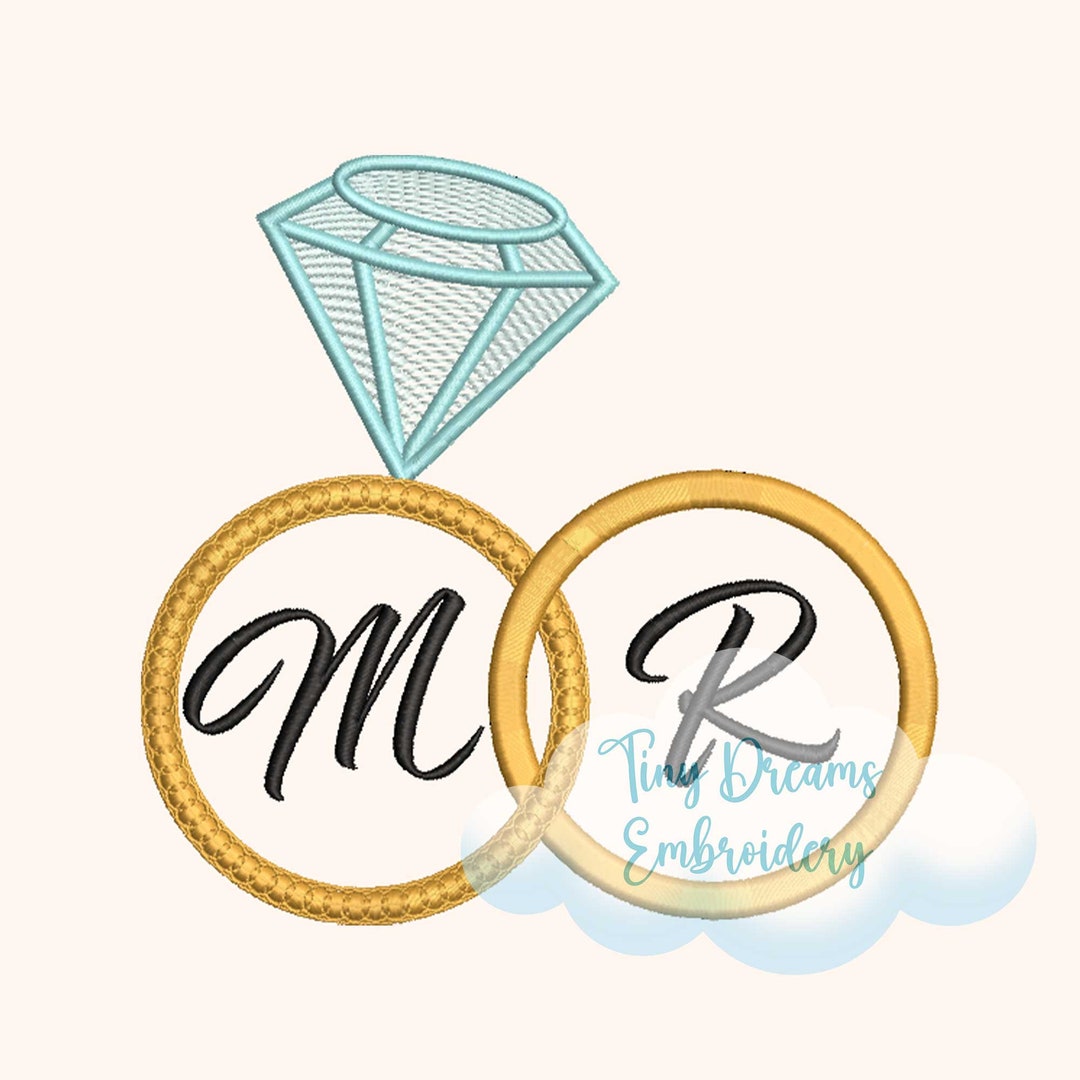 Bride Digital Machine Embroidery Design Wedding Ring Custom Monogram ...