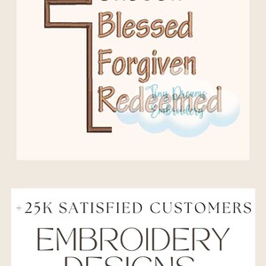 Blessed Cross Digital Machine Embroidery Design Forgiven Embroidery ...