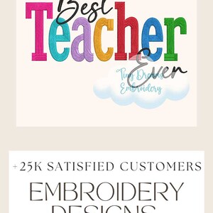 Best Teacher Digital Machine Embroidery Design Best Ever Embroidery ...