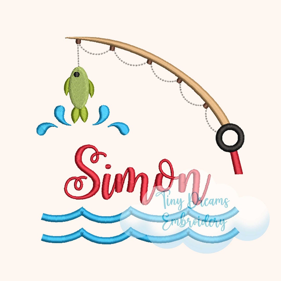 Fishing Embroidery Design: Custom Rod, Baby Boy Monogram, Beach ...