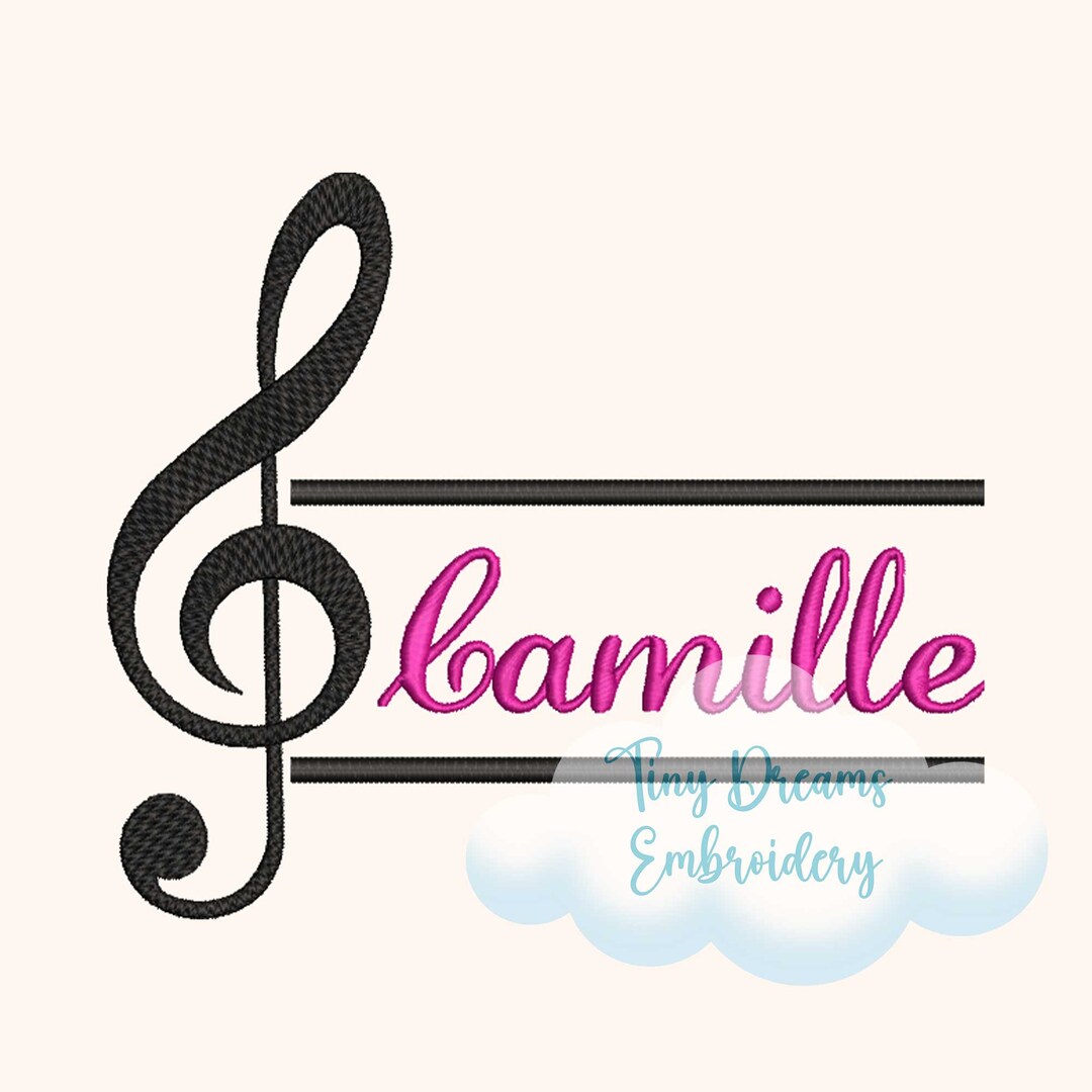 Treble Clef Embroidery Design: Custom Music Monogram (digital Download ...