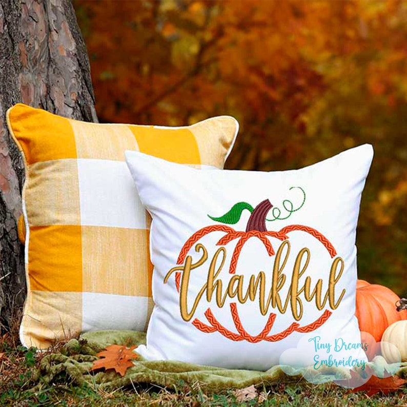 Thankful Pumpkin Machine Embroidery Design, Thanksgiving, Autumn ...