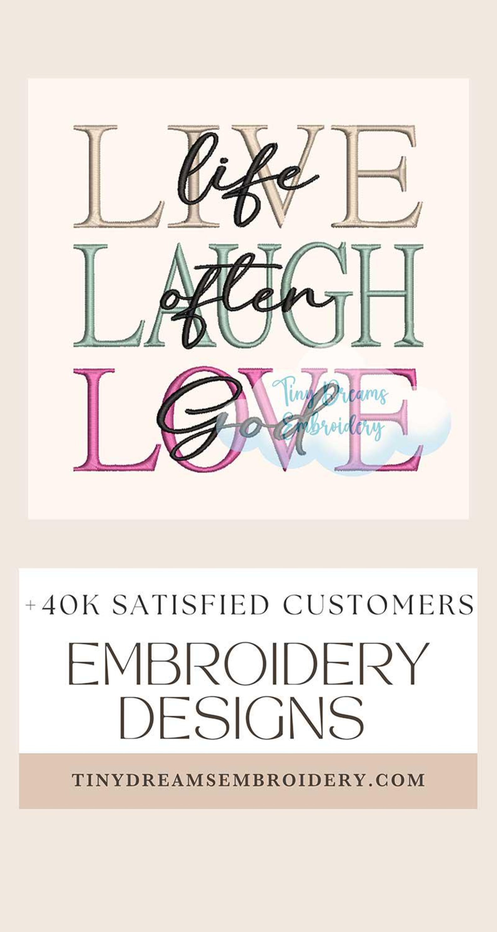 Live Life Laugh Love Embroidery Design (digital Download) - Etsy