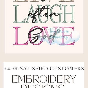 Live Life Laugh Love Embroidery Design (digital Download) - Etsy