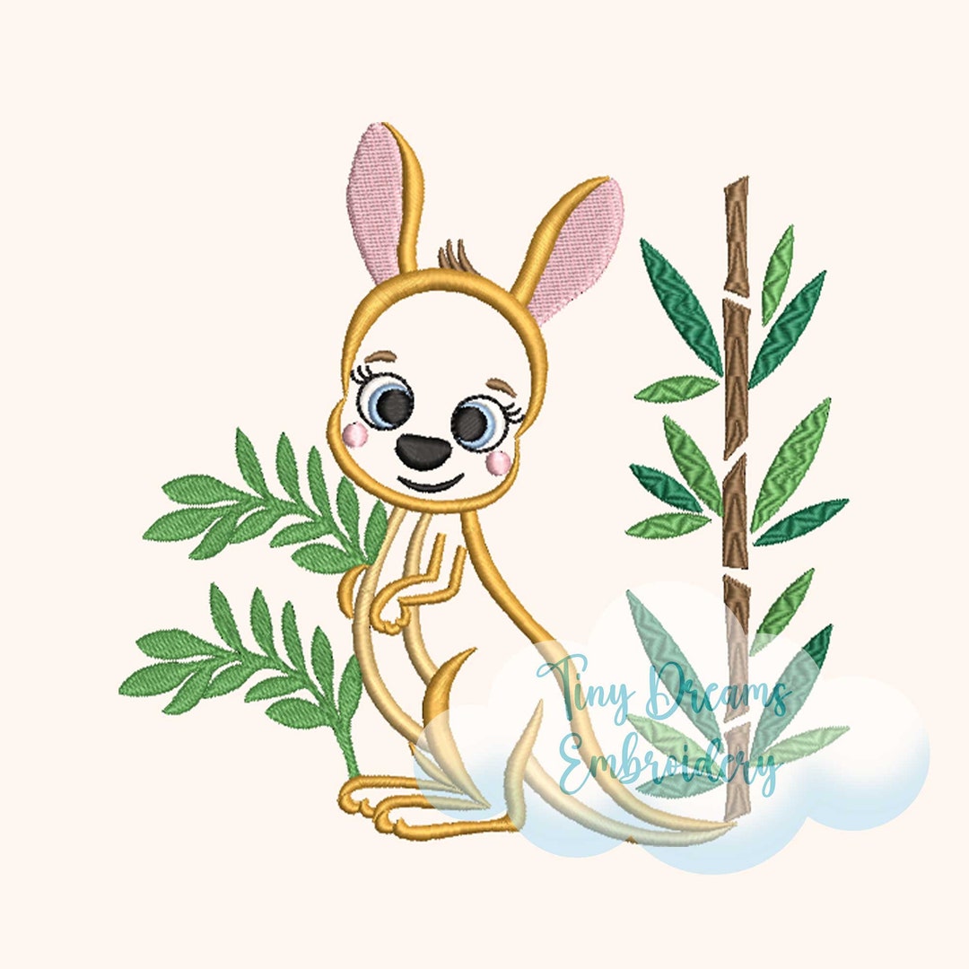 Baby Kangaroo Embroidery Design, Leaves, Nursery Decor (digital ...