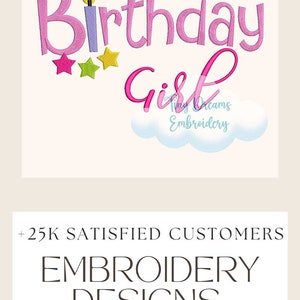 Birthday Girl Digital Machine Embroidery Design Happy Birthday Design ...