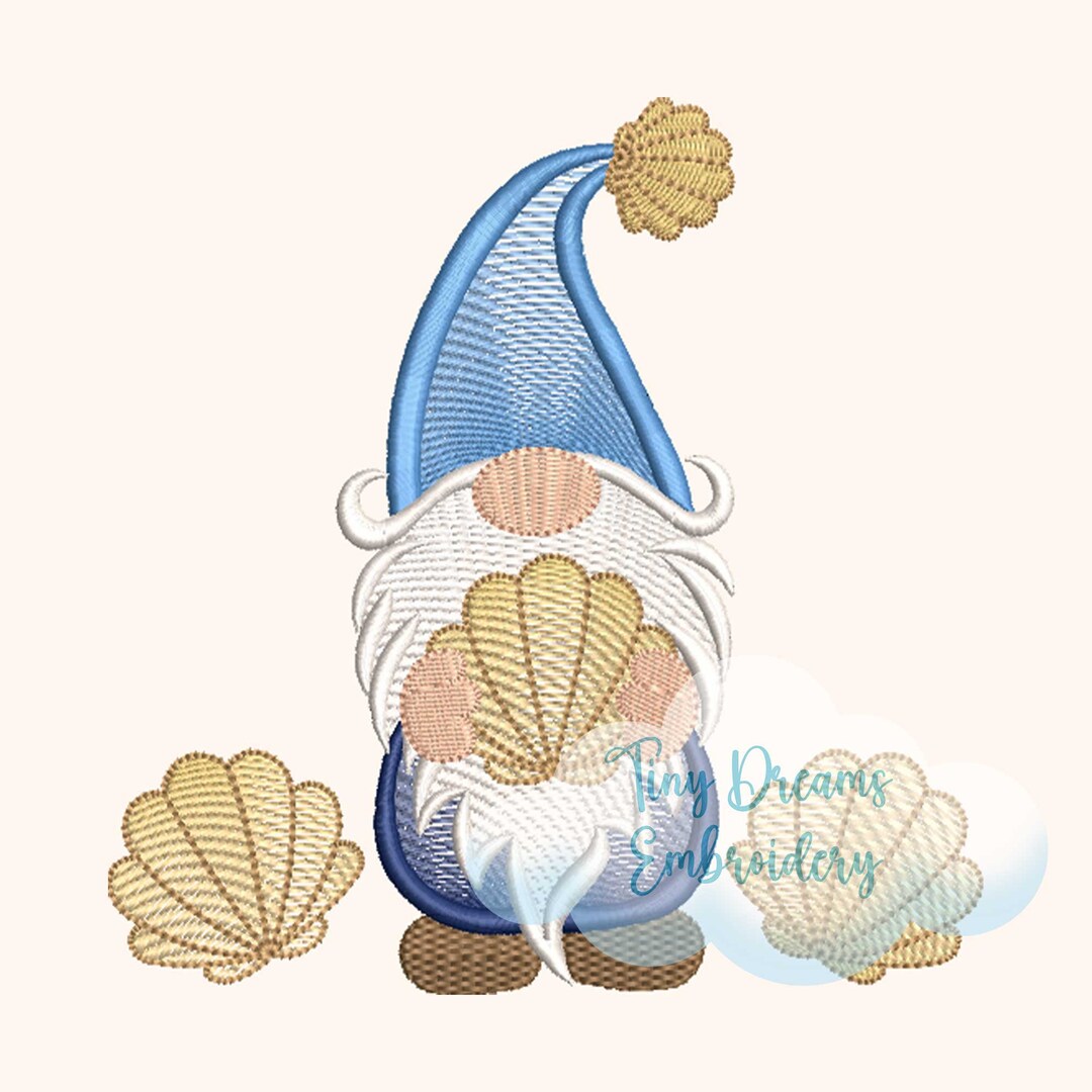 Seashell Gnome Digital Embroidery Machine Design Sea Beach Design ...