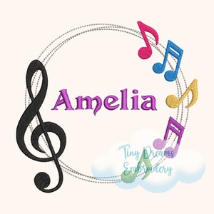 Musical Embroidery Design, Treble Clef Note Custom Monogram ...