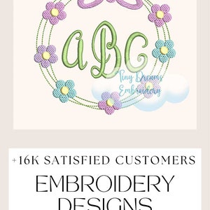 Flower Wreath Embroidery Design Custom Floral Monogram Personalized ...
