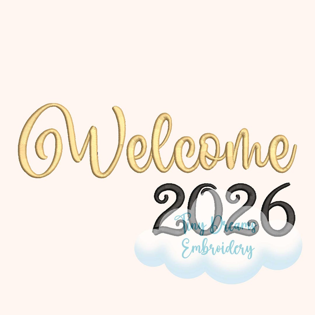 Welcome 2026 Embroidery Design Happy New Year Celebration Digital