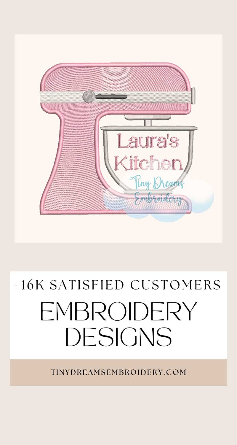 Stand Mixer Embroidery Design: Custom Kitchen Monogram (digital ...
