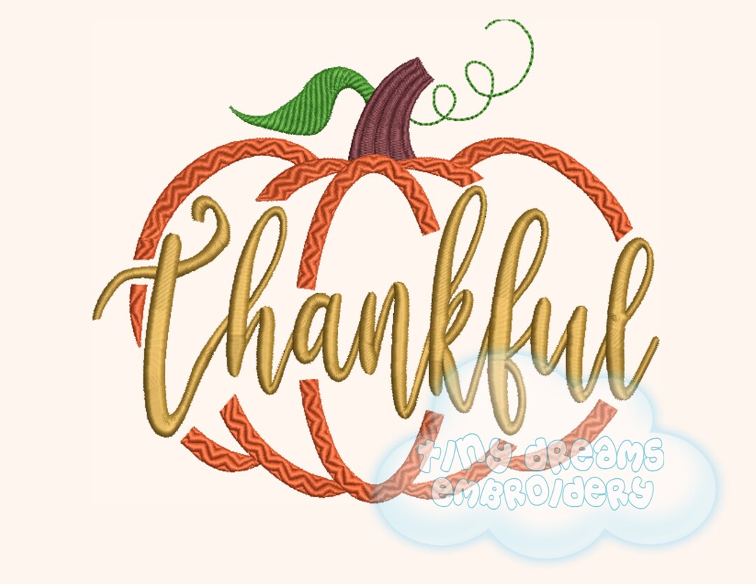 Thankful Pumpkin Digital Embroidery Machine Design/sizes 4x4 - Etsy