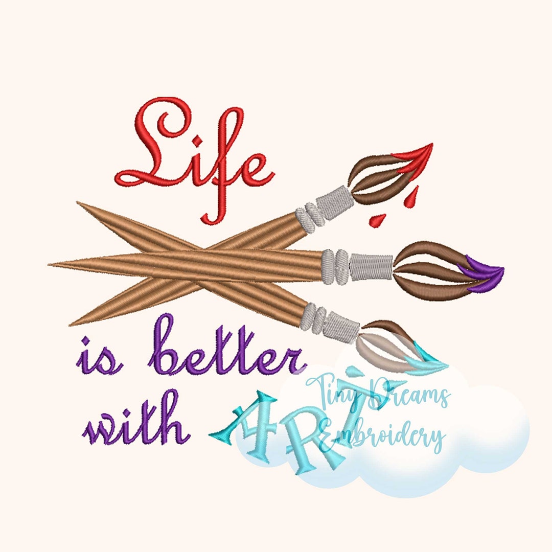 Life Art Embroidery Design: Paint Brush, Colorful Painting, Artist ...