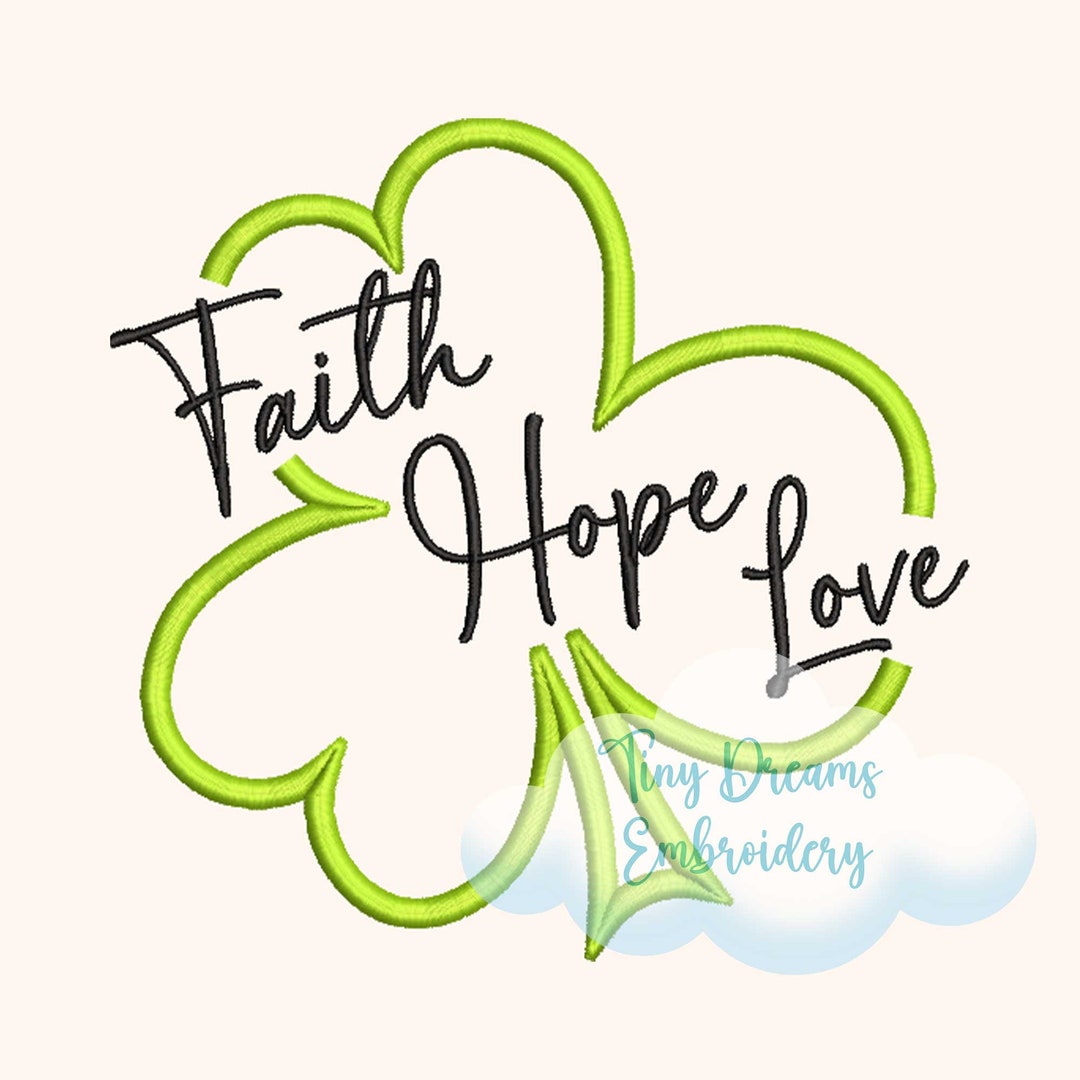Faith Hope Love Clover Embroidery Design (digital Download) - Etsy