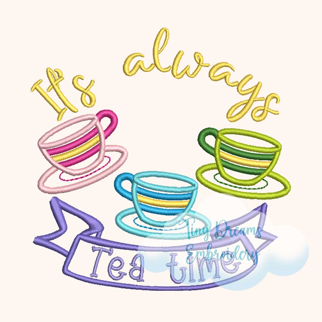 Tea Time Digital Machine Embroidery Design Tea Design Embroidery Tea ...