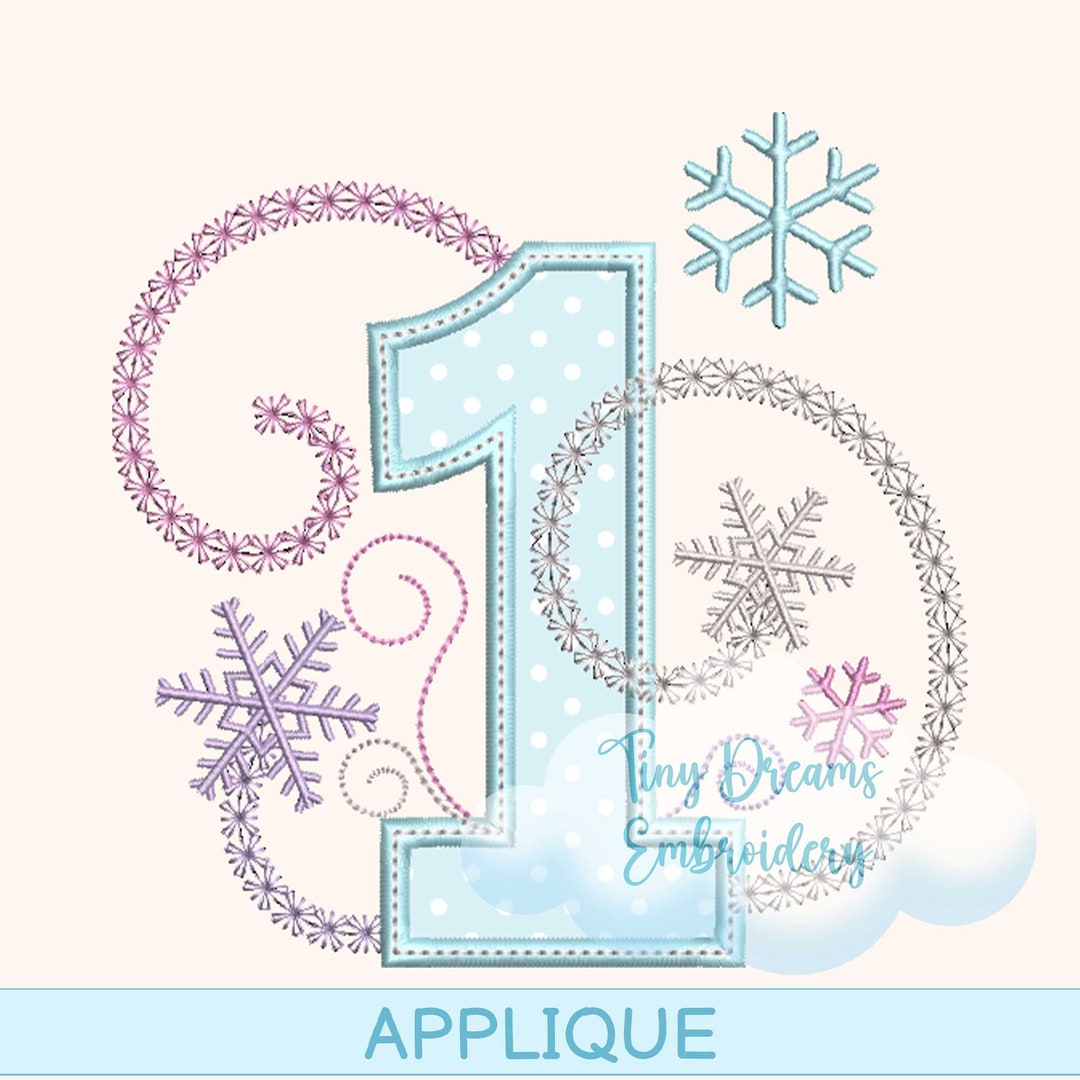 First Birthday Applique Digital Machine Embroidery Design Winter Frozen ...